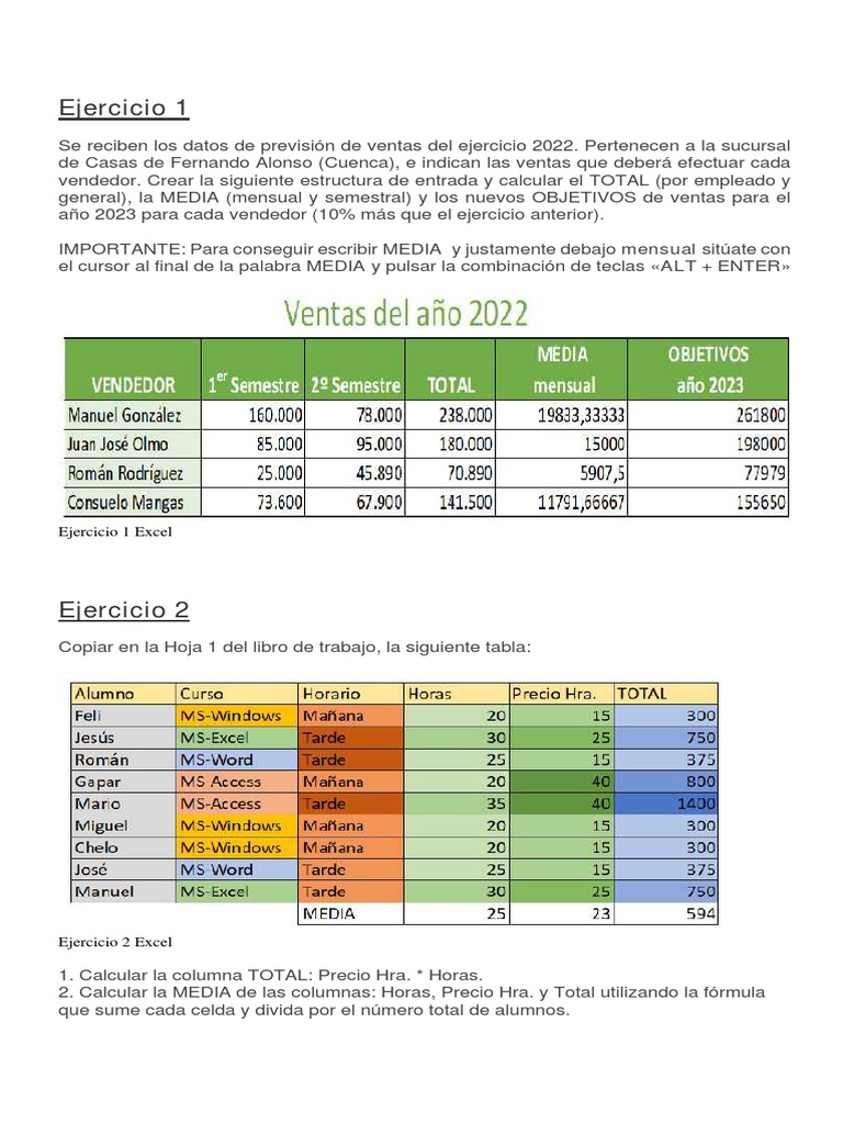 Ejercicio Excel | PDF | Hoja de cálculo | Microsoft Excel