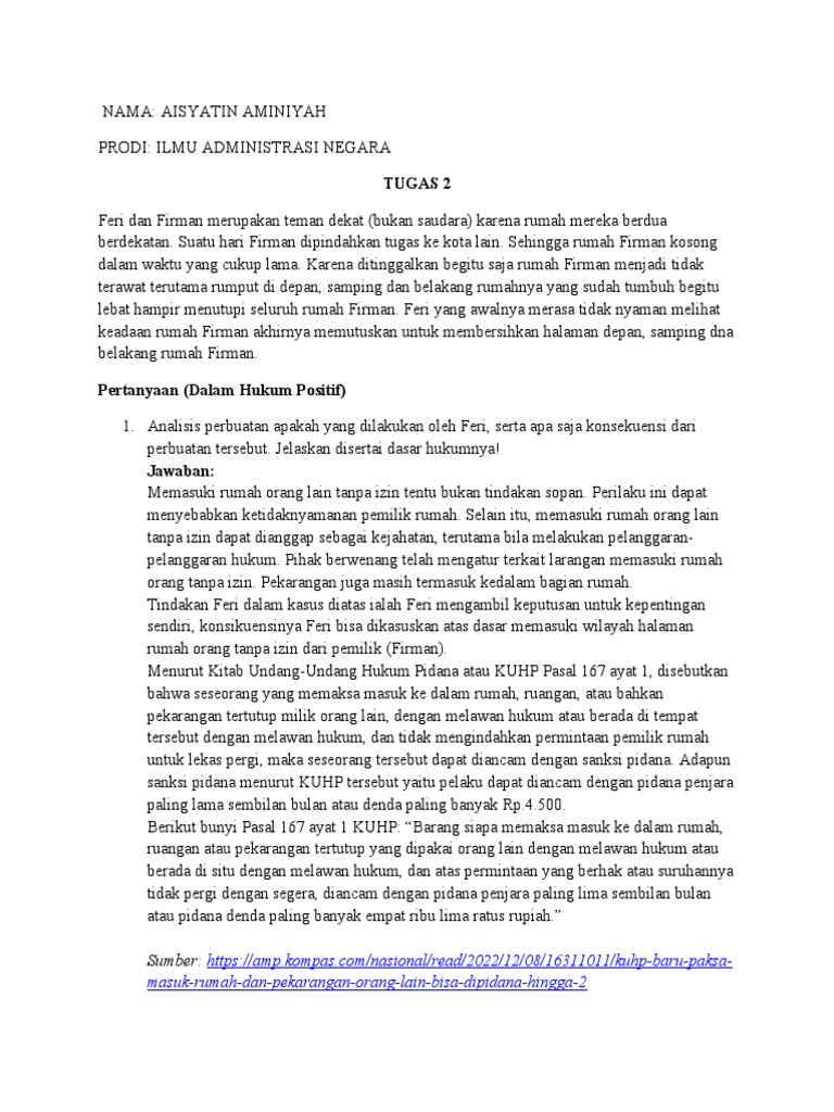 PIH - Tugas2 - Aisyatin Aminiyah | PDF | Ilmu Sosial