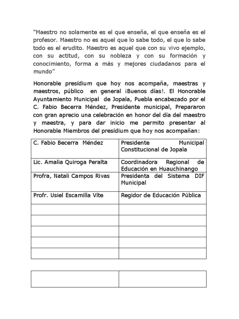 Celebración del Día del Maestro en Jopala | PDF | Arte