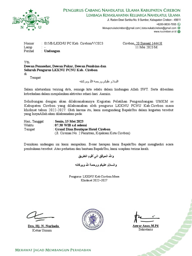 Undangan Pelatihan Umkm Mei 2023 1 | PDF