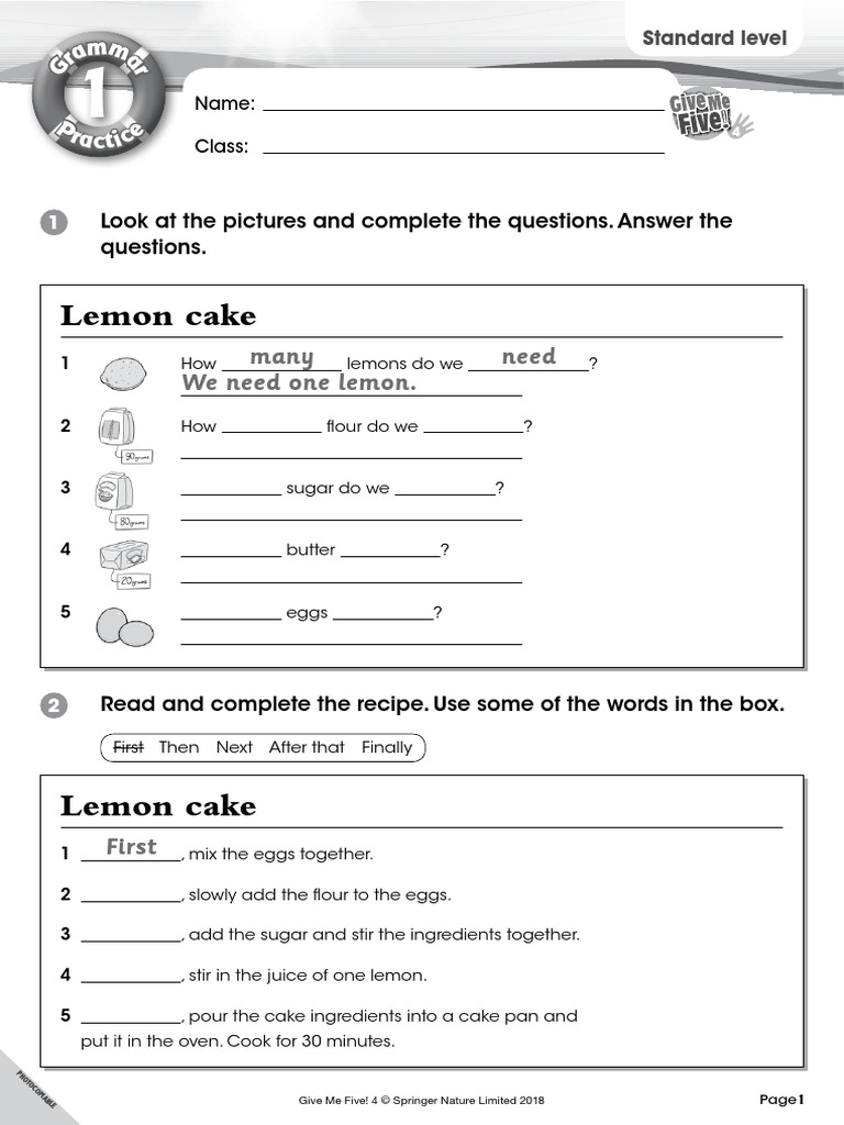 GMF L4 Grammar Practice Standard Level | PDF | Cakes | Foods