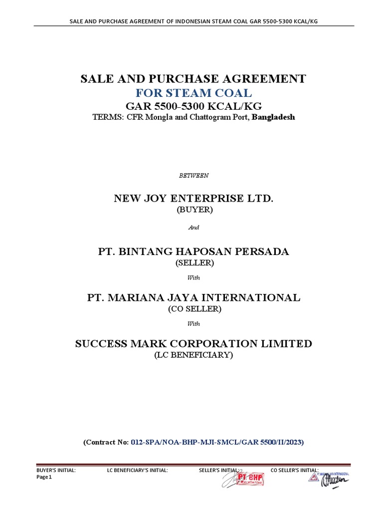 Draft Spa Noa-Bhp-Mji-Smcl Gar5500 | PDF | Letter Of Credit | Arbitration