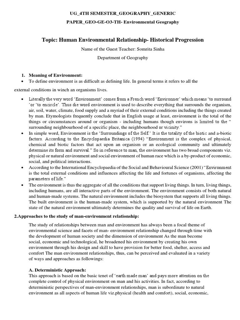 Human-Environment Relationship Evolution | PDF | Natural Environment | Ecology