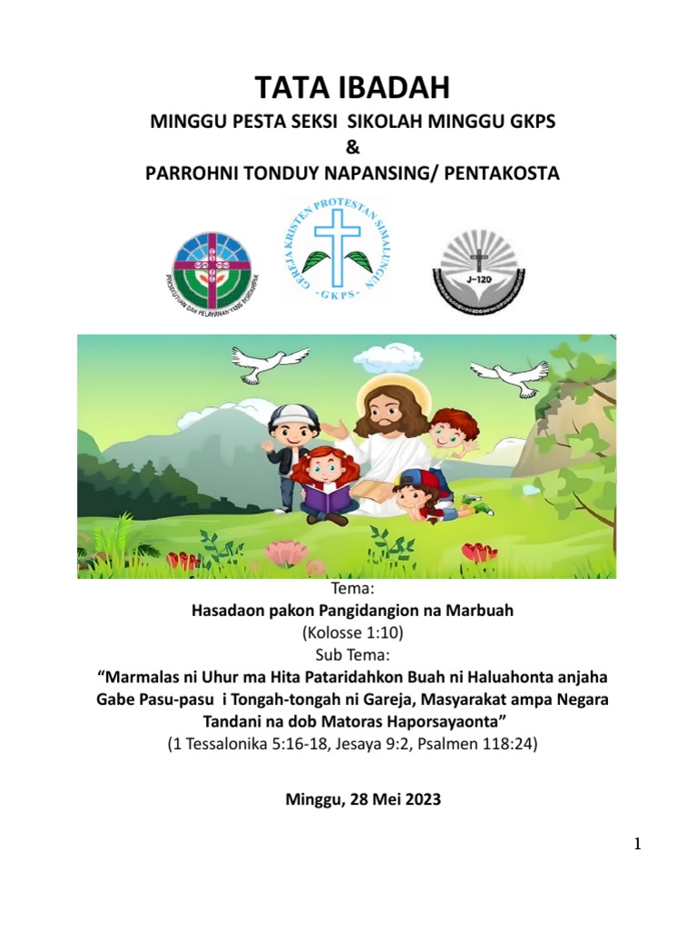 Tata Ibadah Minggu Pentakosta-Pesta Sikolah Minggu GKPS 2023-1 | PDF