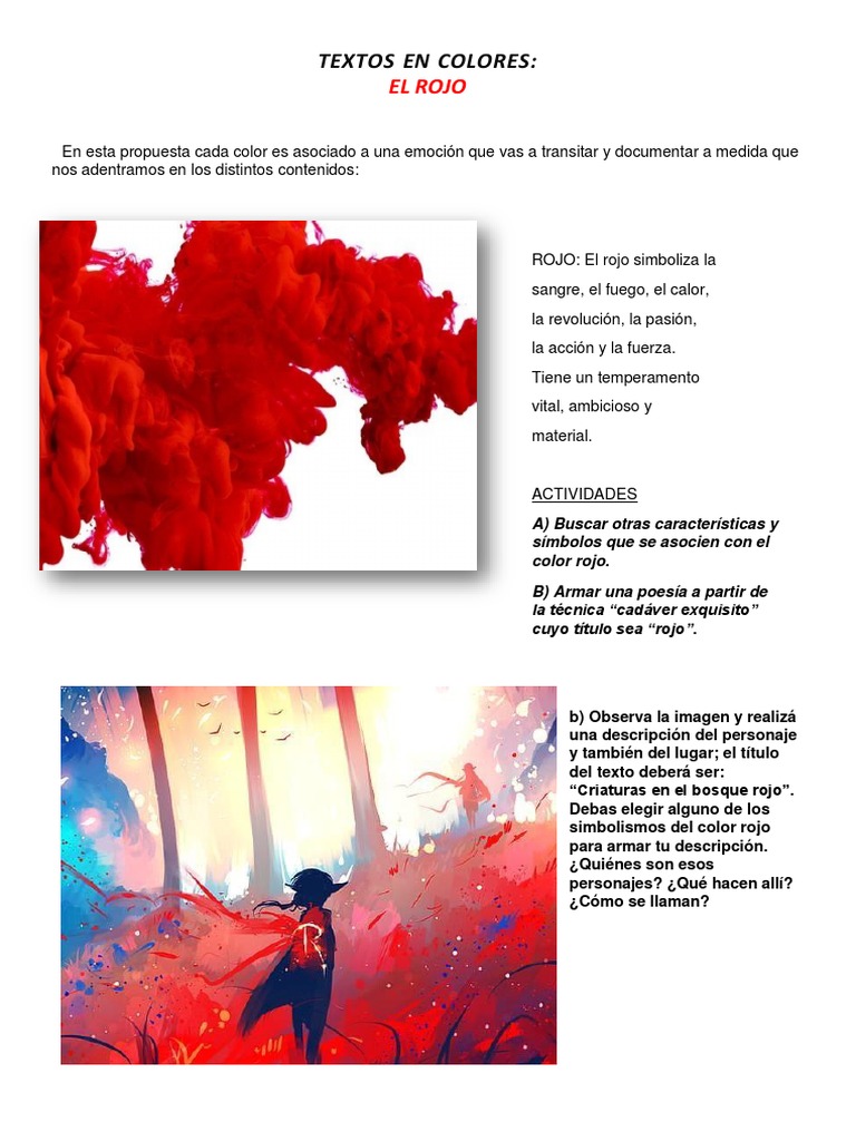 Emociones y personajes del color rojo | PDF