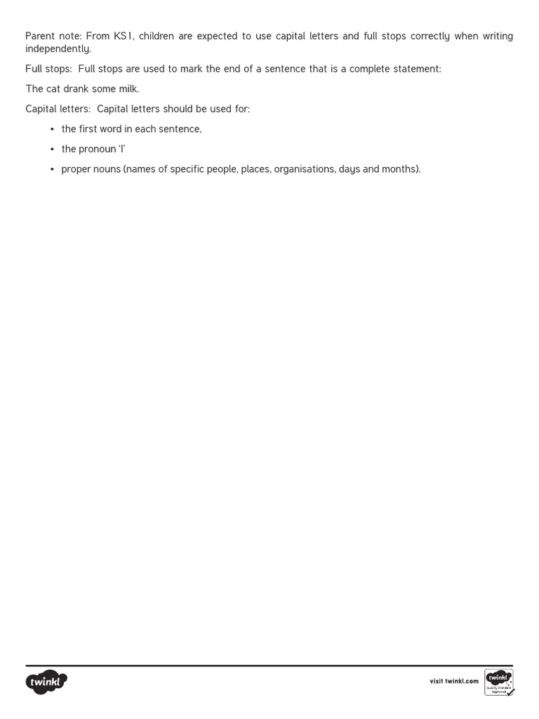 Capital Letters, Small Letters and Full Stops | PDF