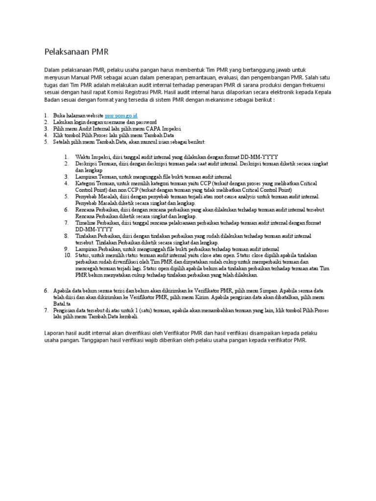 Pelaksanaan PMR | PDF