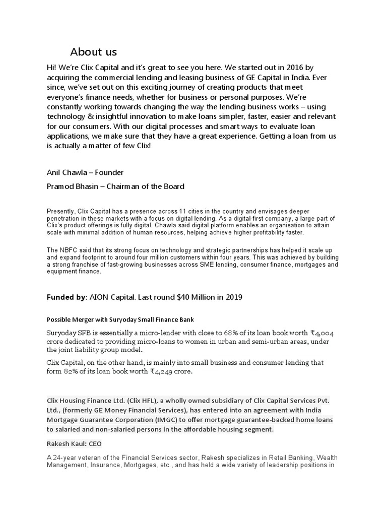 Clix Capital Reference Notes | PDF | Loans | Debt