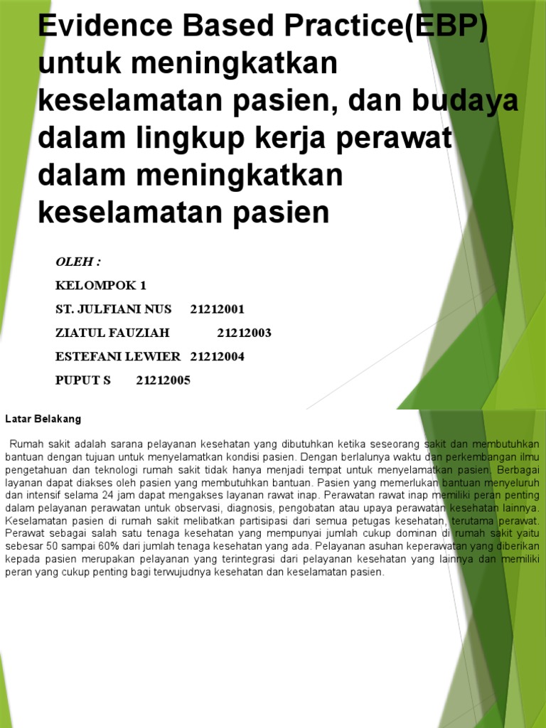 Kel 1 EBP Dan Budaya Keselamatan Pasien | PDF | Pengembangan Diri