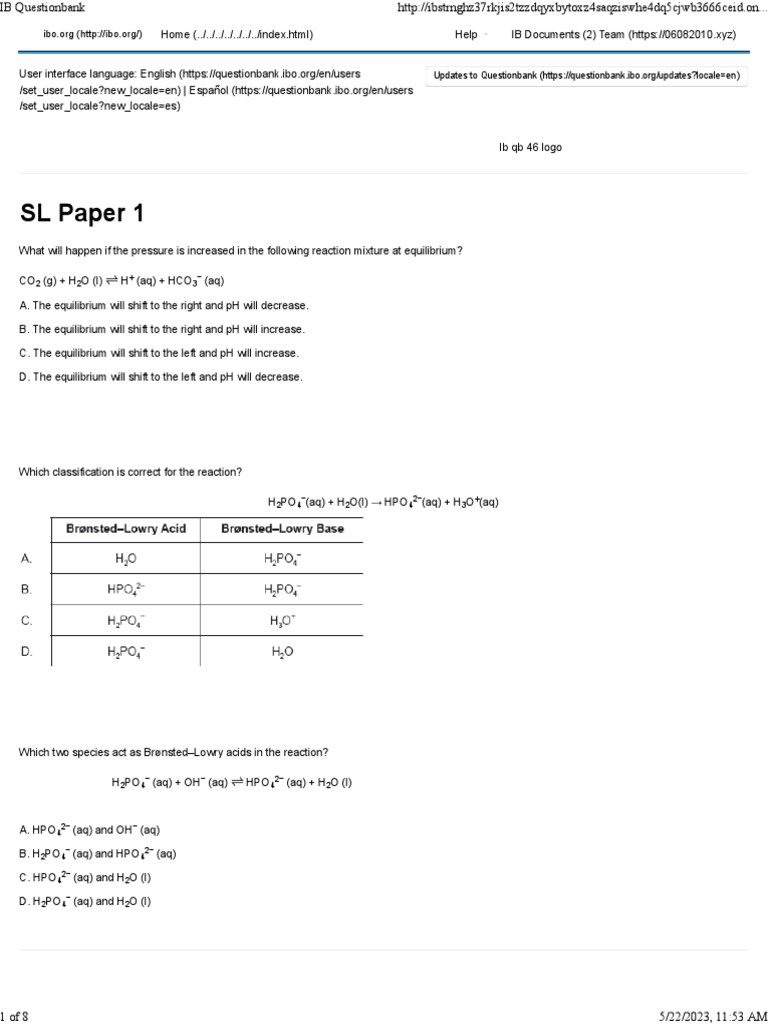 IB Questionbank Acid and Bases | PDF | Acid | Hydroxide