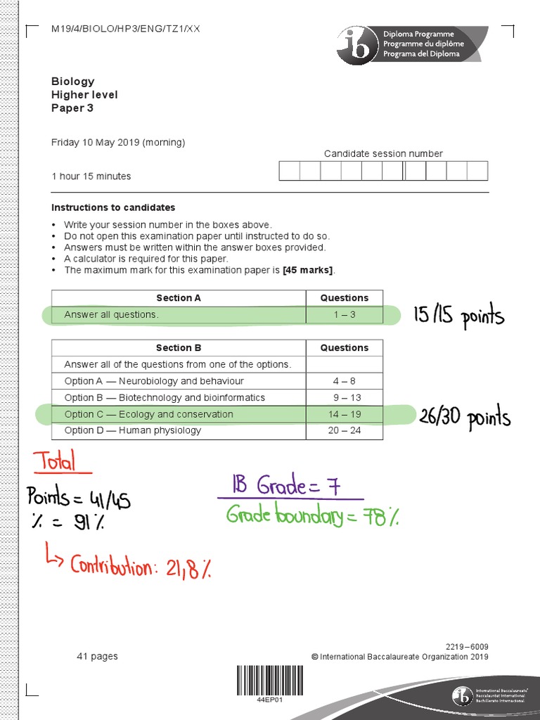 IB Biology HL Paper 3 Exam 2019 | PDF | Earth Sciences | Ecology