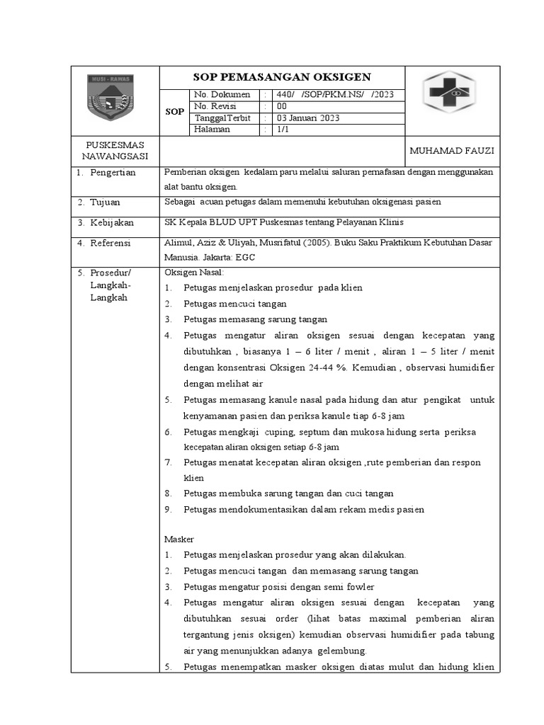 Sop Pemasangan O2 | PDF