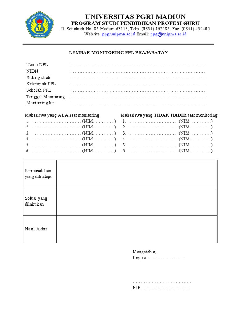 DPL - 07 Lembar Monitoring | PDF | Game & Aktivitas
