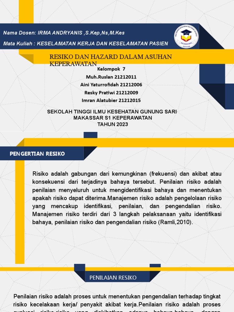 Risiko dan Hazard dalam Keperawatan | PDF | Kesehatan Holistik | Sains ...