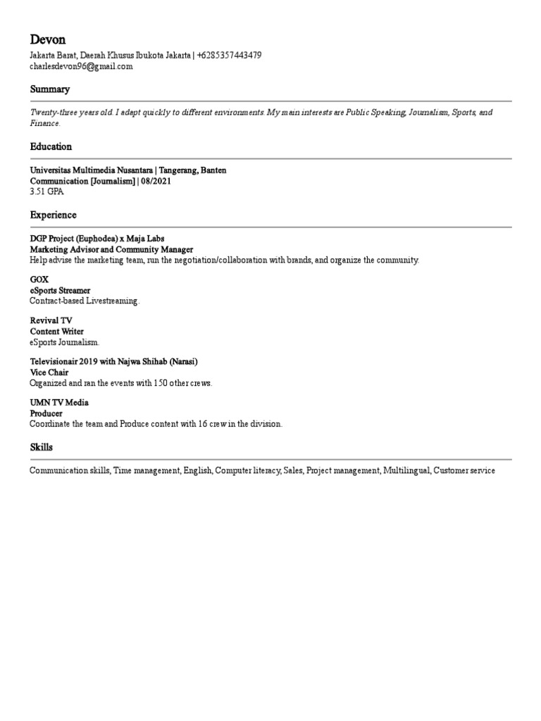 Devon's Resume | PDF