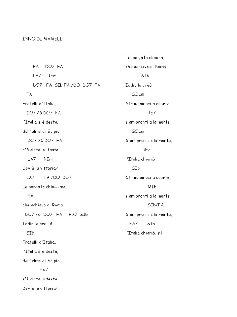 Inno Di Mameli | PDF