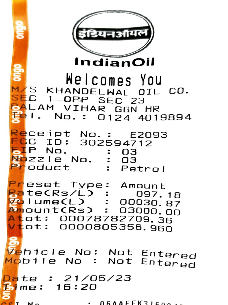 Fuel Bill Format 4 | PDF