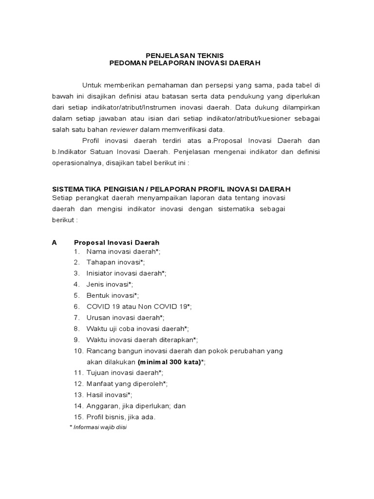 Proposal Inovasi Daerah | PDF