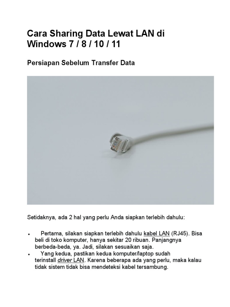 Cara Sharing Data Lewat LAN Di Windows 7 | PDF