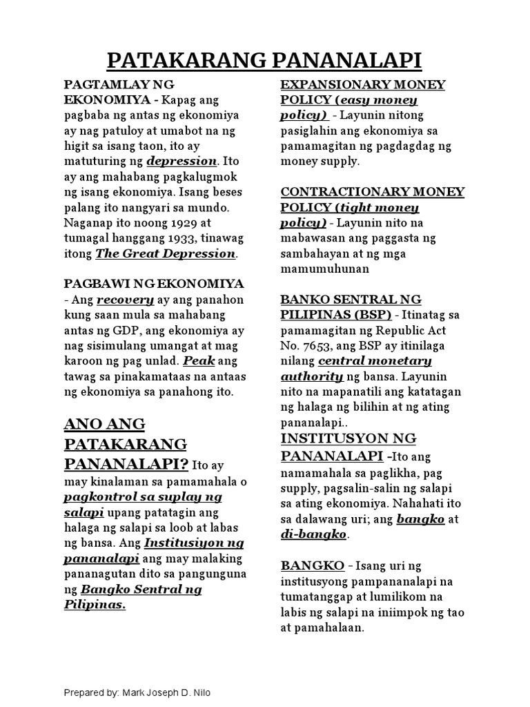 Patakarang Pananalapi | PDF