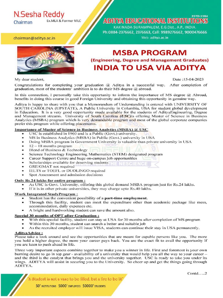 Student Letter On MSBA Program (FINAL) | PDF