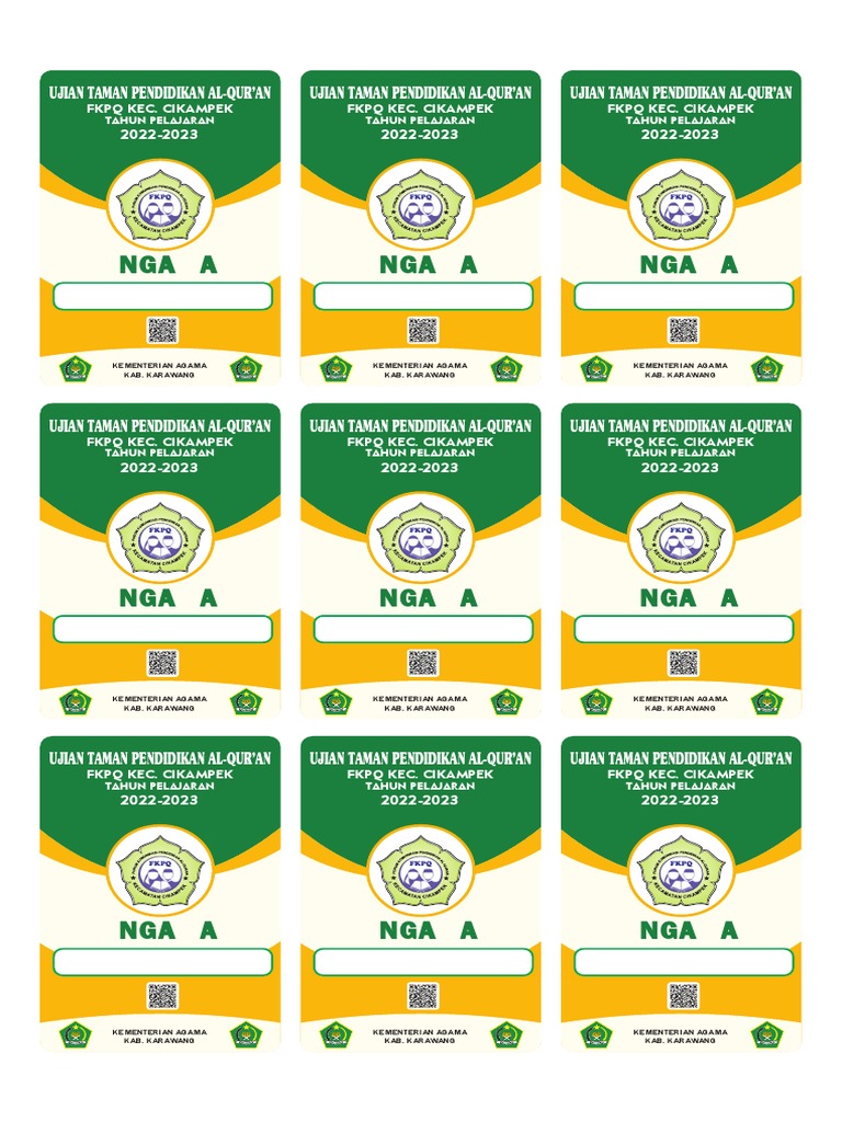 Contoh KARTU PENGAWAS UJIAN TPQ | PDF