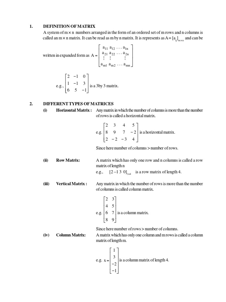 26-Matrices and Determinants - 01-Theory | PDF | Matrix (Mathematics) | Functional Analysis