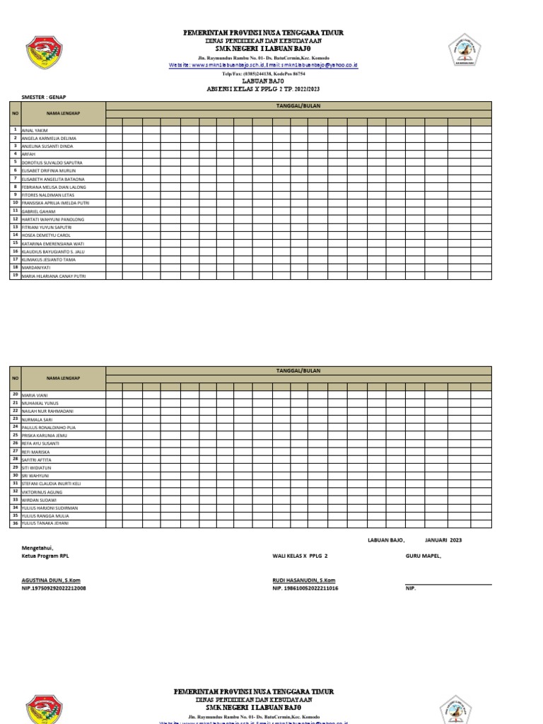 Absen Siswa RPL 2021.2023 | PDF