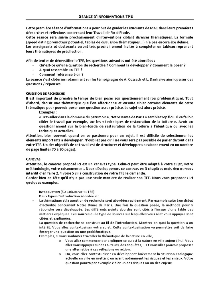 Guide pour le Travail de Fin d'Étude | PDF | Arts du langage et discipline