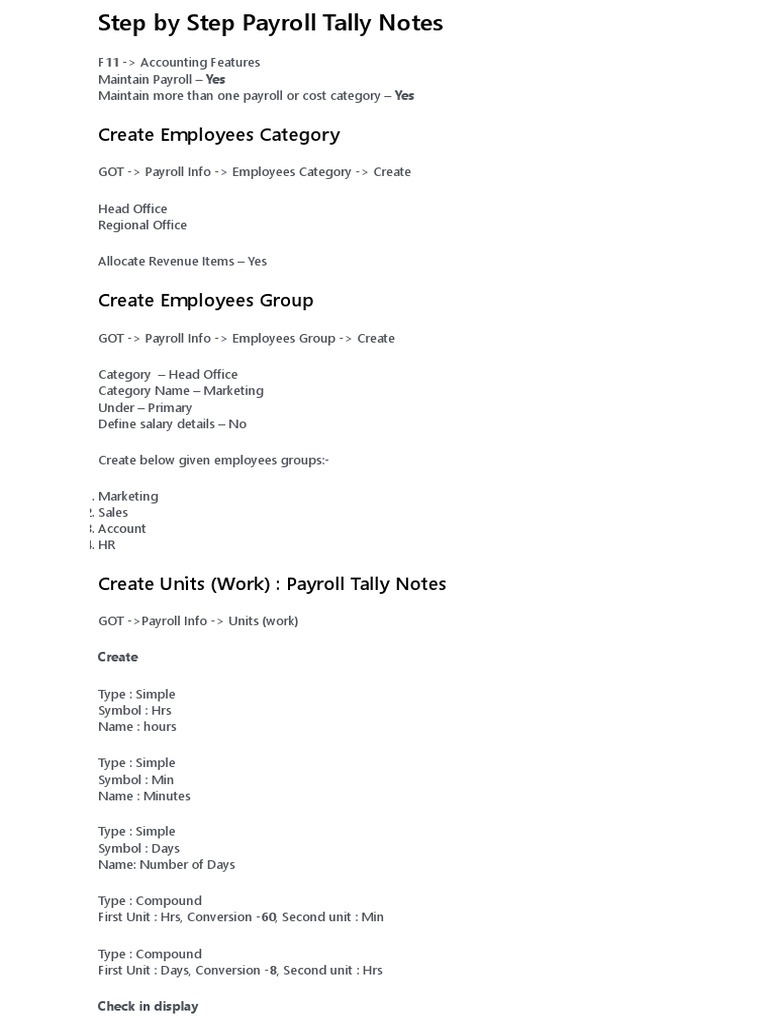 Tally Prime Payroll Step-by-Step Guide | PDF | Payroll | Salary