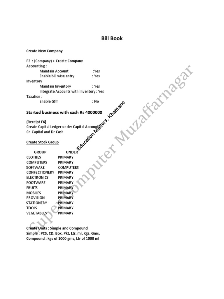 Tally Bill Book (Sscstudy - Com) - Watermark | PDF | Personal Computers ...
