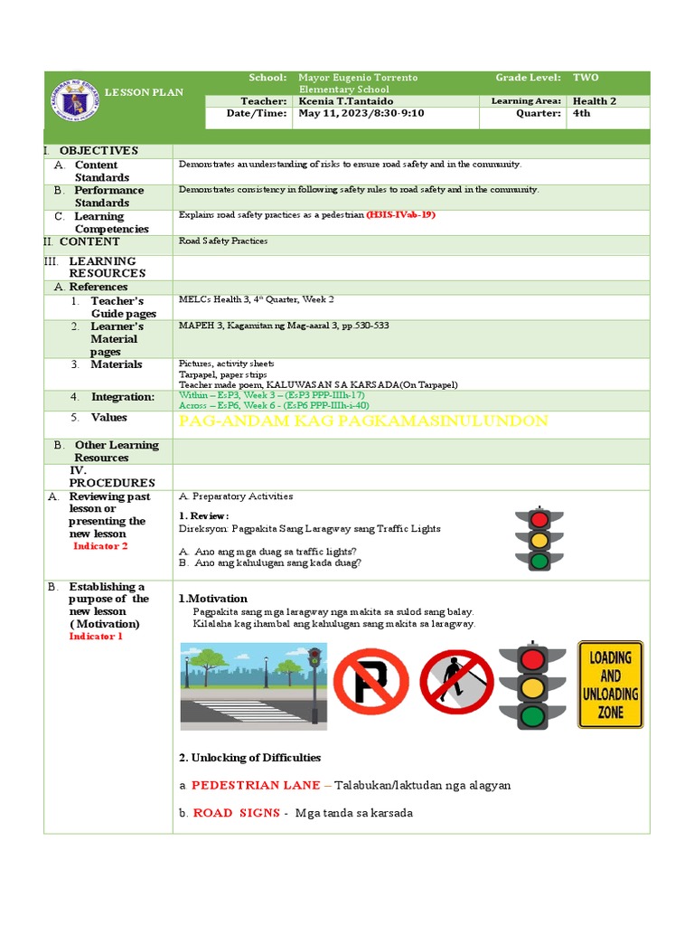 Road Safety Lesson Plan for Grade 2 | PDF | Teachers | Learning