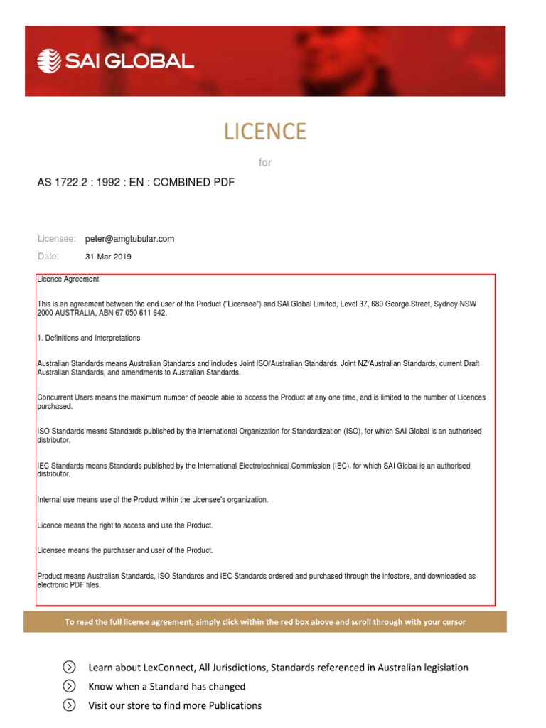 AS 1722.2: 1992: EN: COMBINED PDF: Licensee: Date | PDF