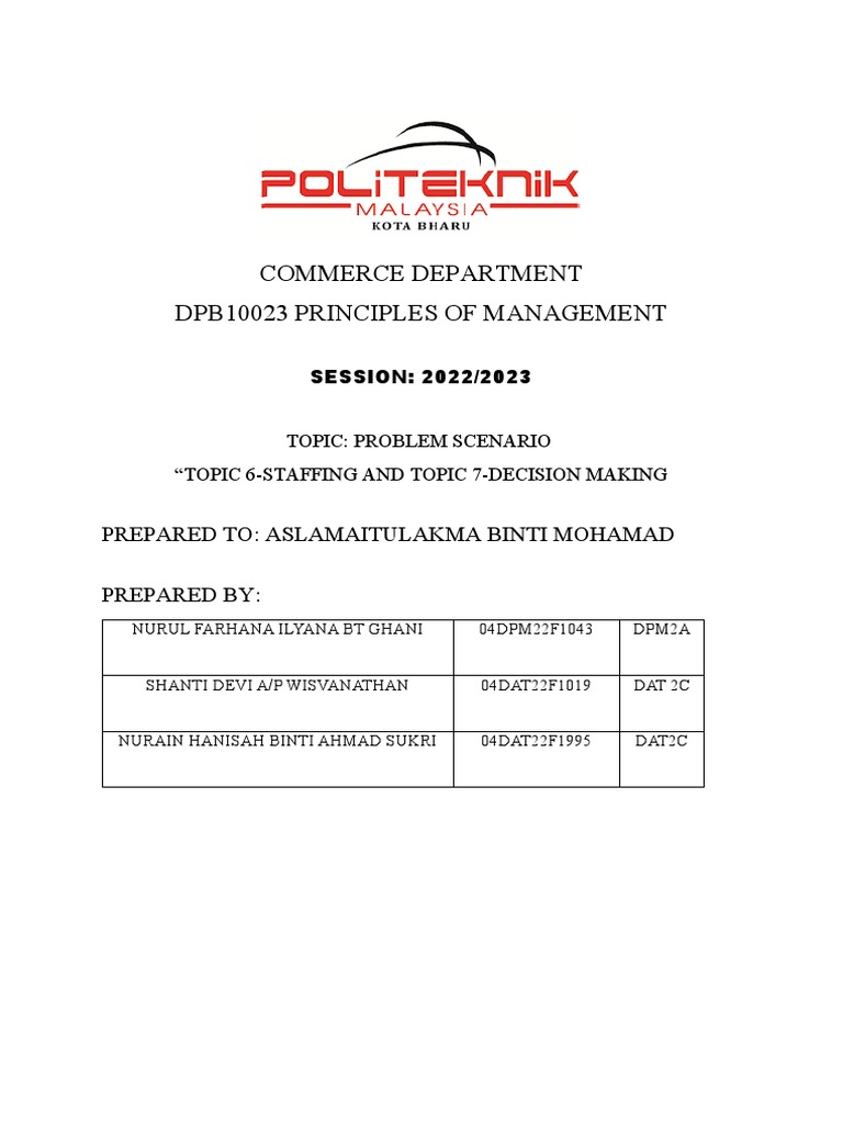 Dpb10023-Problem Scenario Pom | PDF | Brainstorming | Group Decision Making
