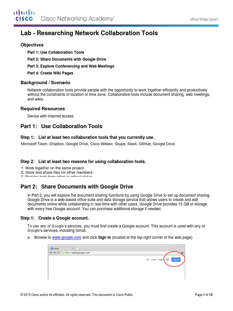1.1.1.8 Lab - Researching Network Collaboration Tools-Solved | PDF ...