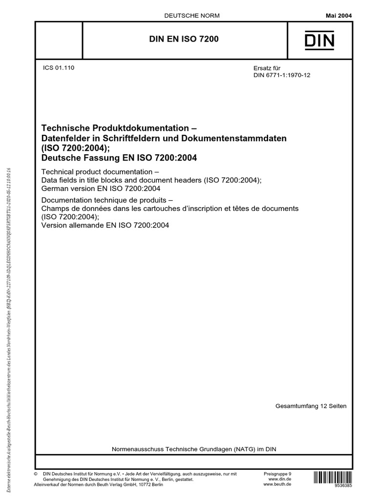 DIN EN ISO 7200 - 2004 - Technische Produktdokumentation - Datenfelder ...
