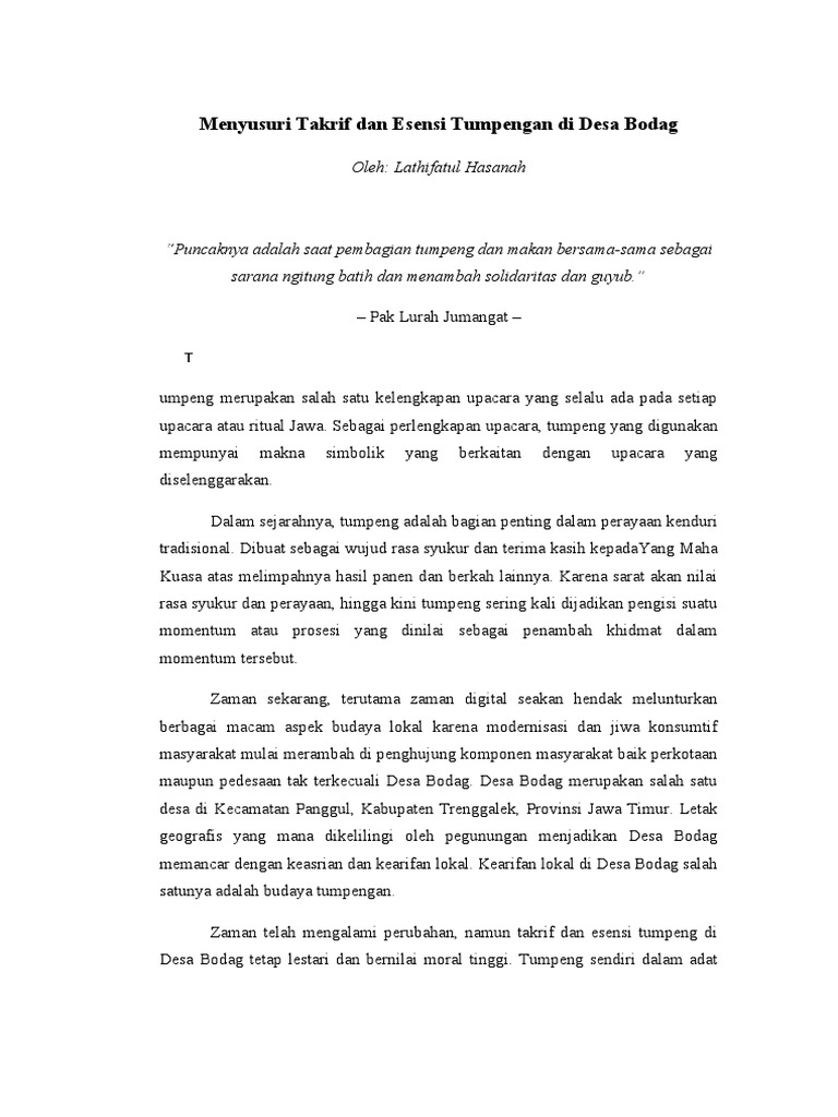 Esensi Tumpengan Di Desa Bodag | PDF