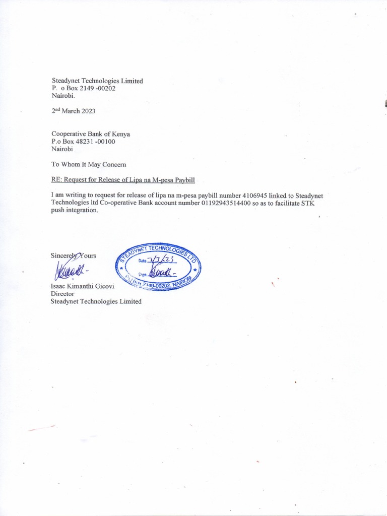 Steadynet Release Letter | PDF