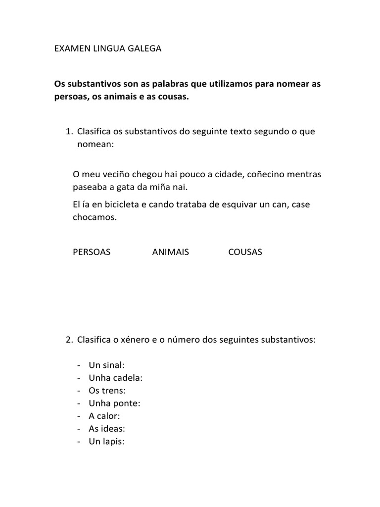 Examen Galego | PDF