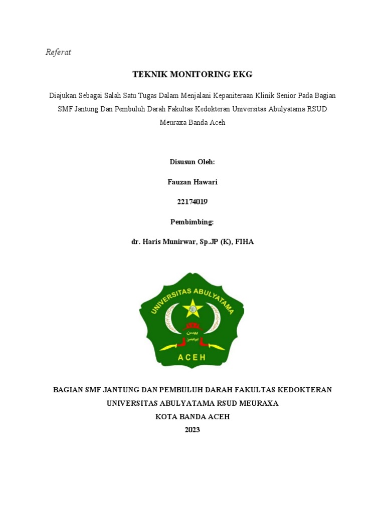 Referat TEKNIK MONITORING EKG (Fauzan) | PDF