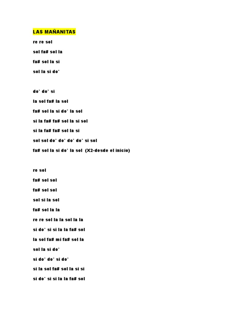 Las Mañanitas-Flauta Notas | PDF