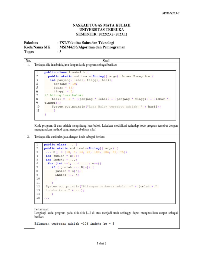 Soal Msim4203 Tmk3 3 | PDF | Komputer