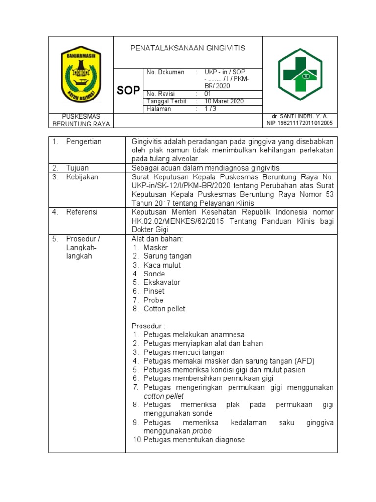 Sop Gingivitis | PDF
