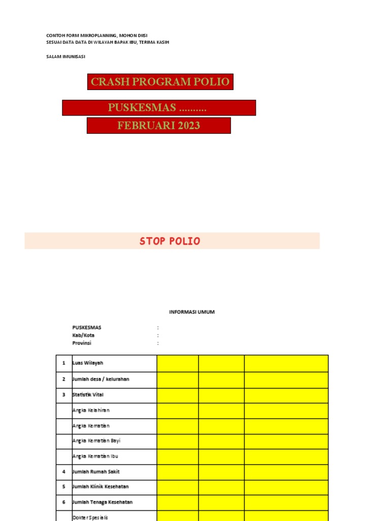 Formulir Mikroplanning Imunisasi Polio | PDF