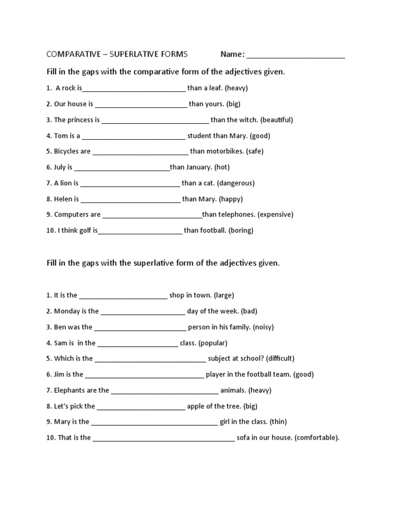 Comparative and Superlative Forms | PDF