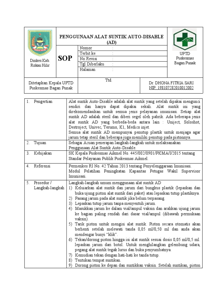 Sop Alat Suntik Ad | PDF