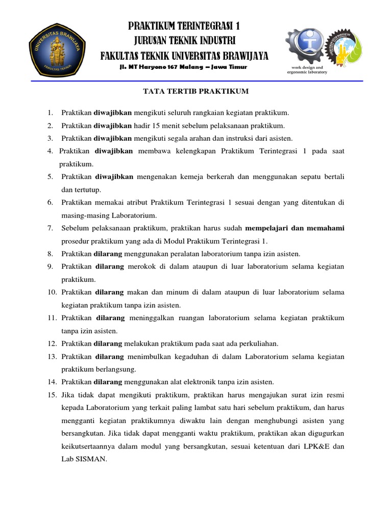 Adoc - Pub Praktikum Terintegrasi 1 Jurusan Teknik Industri F | PDF