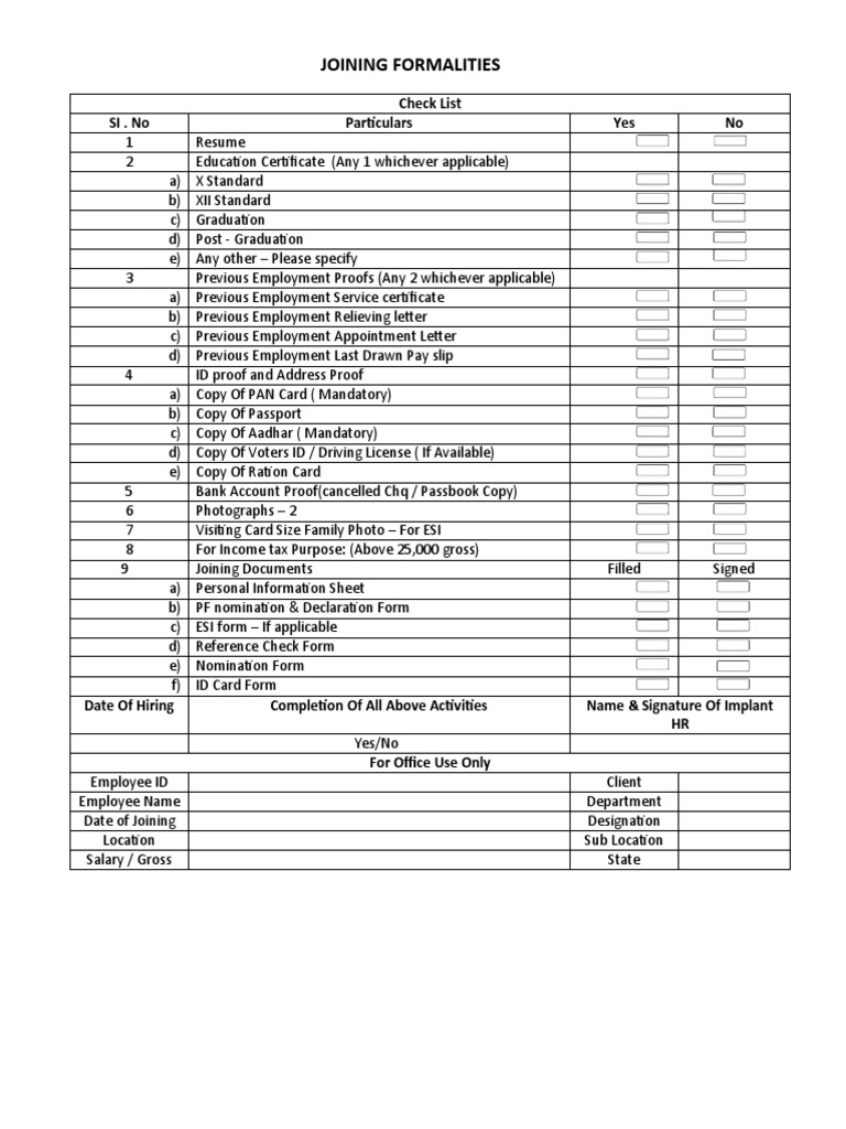 New Joining Form | PDF | Identity Document | Government