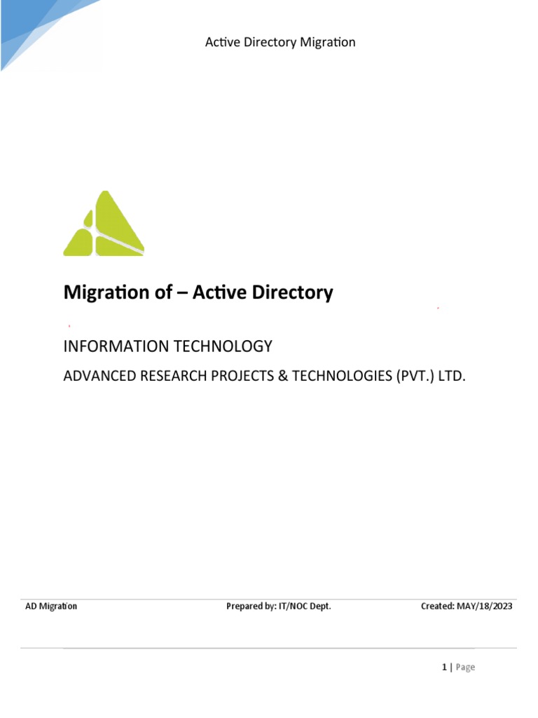 Active Directory Migration Plan Server 2008 To Server 2012 | PDF | Active Directory | Computer ...