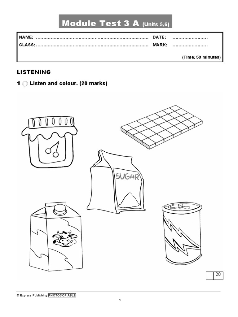 Smiles 4 Mod Test 3A | PDF | Food And Drink